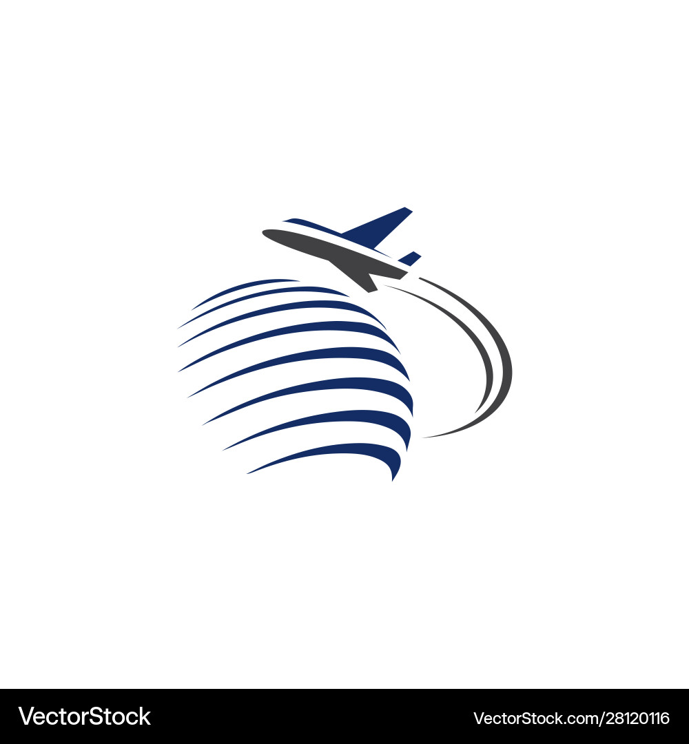 Flying aeroplane over world symbol concept Vector Image