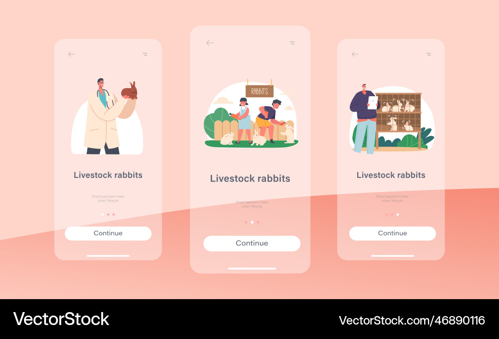 Livestock rabbits mobile app page onboard screen Vector Image
