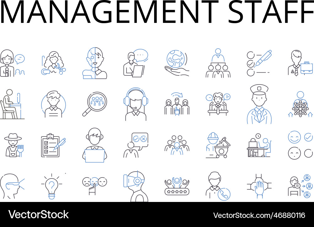 Management staff line icons collection executive Vector Image