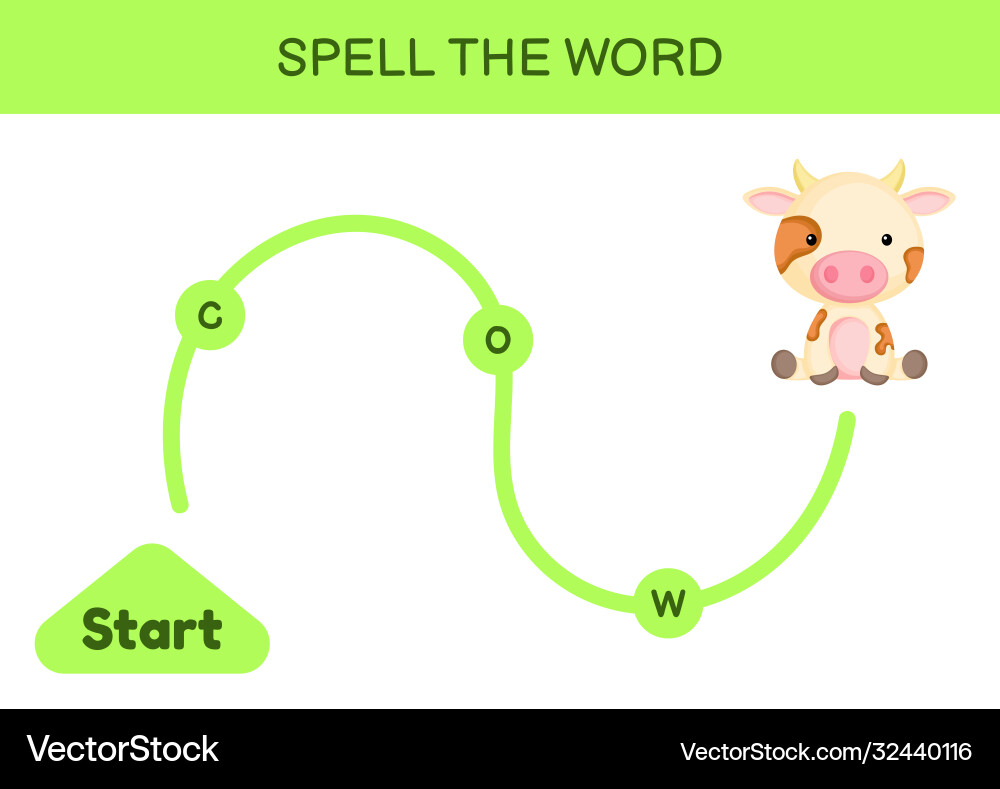 Maze for kids spelling word game template learn Vector Image