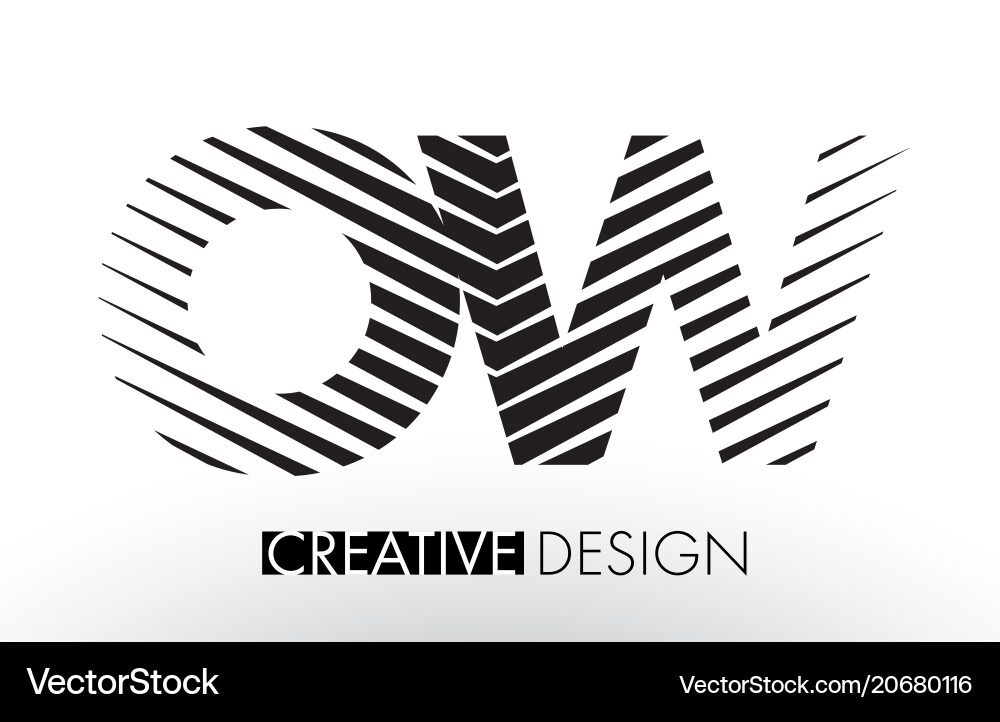 Ow o w lines letter design with creative elegant Vector Image