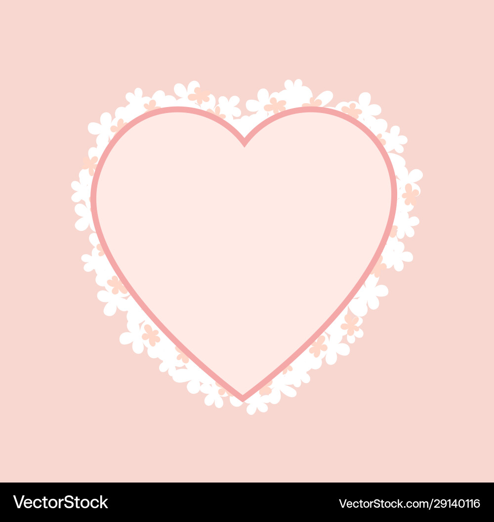 Pink heart shape frame decorated blooming flowers Vector Image