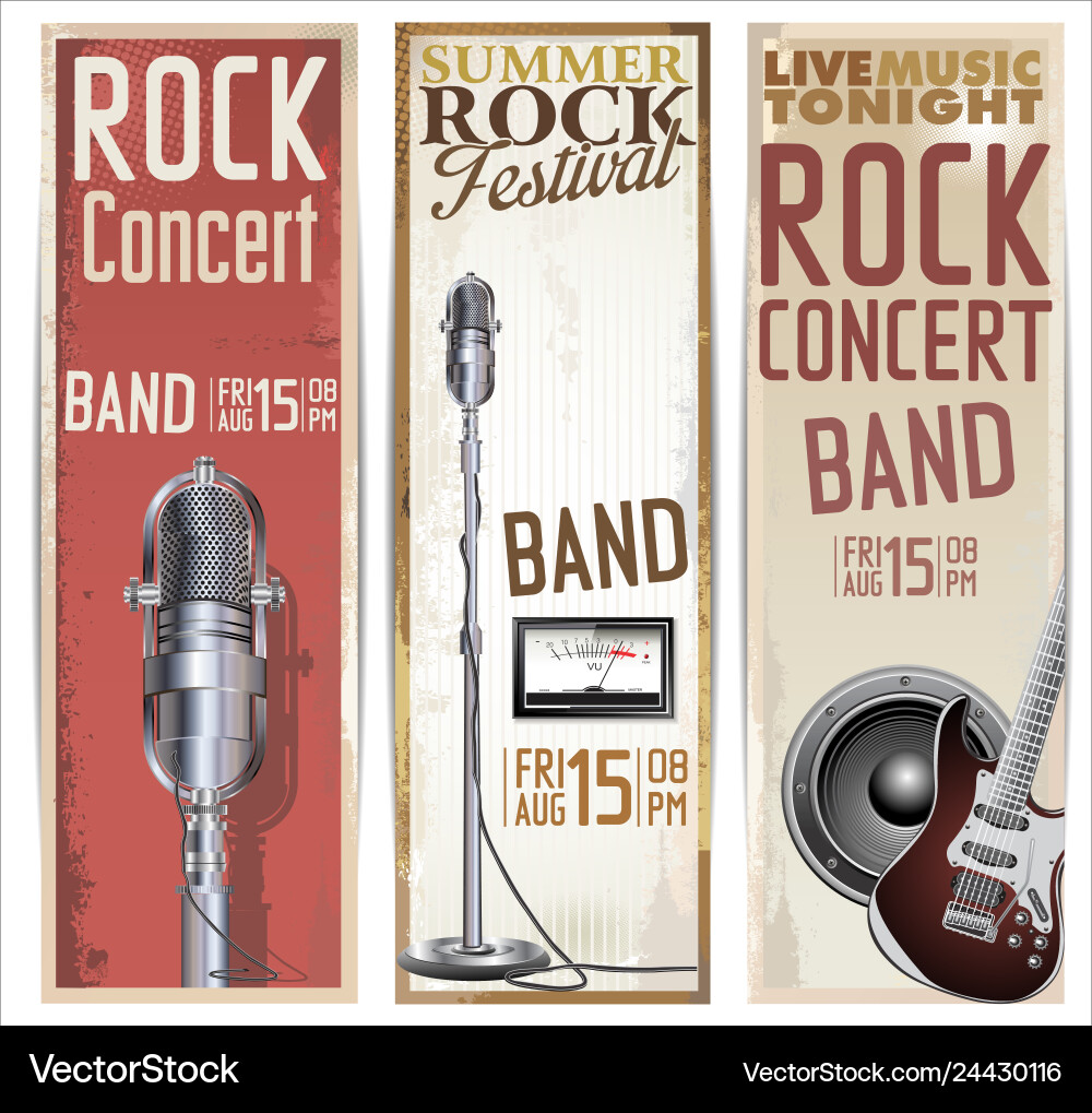 Vintage rock banner collection Royalty Free Vector Image