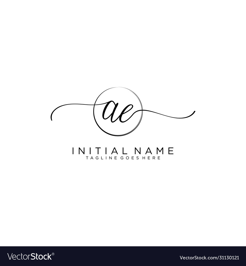 Ae initial handwriting logo with circle template Vector Image