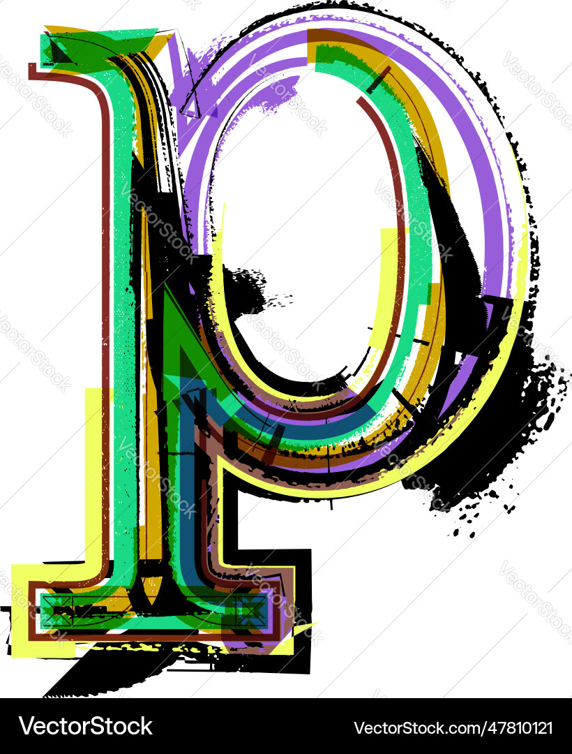 Art sketched fonts lowercase symbols letter p Vector Image