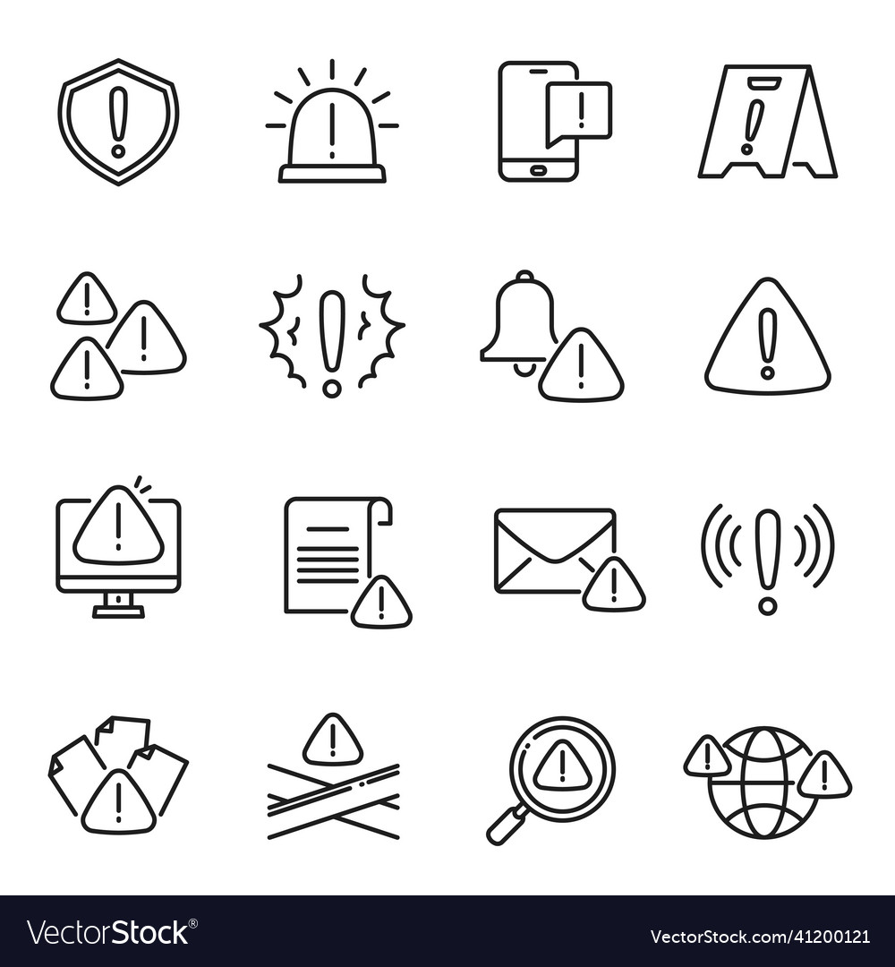 Attention line icon collection Royalty Free Vector Image