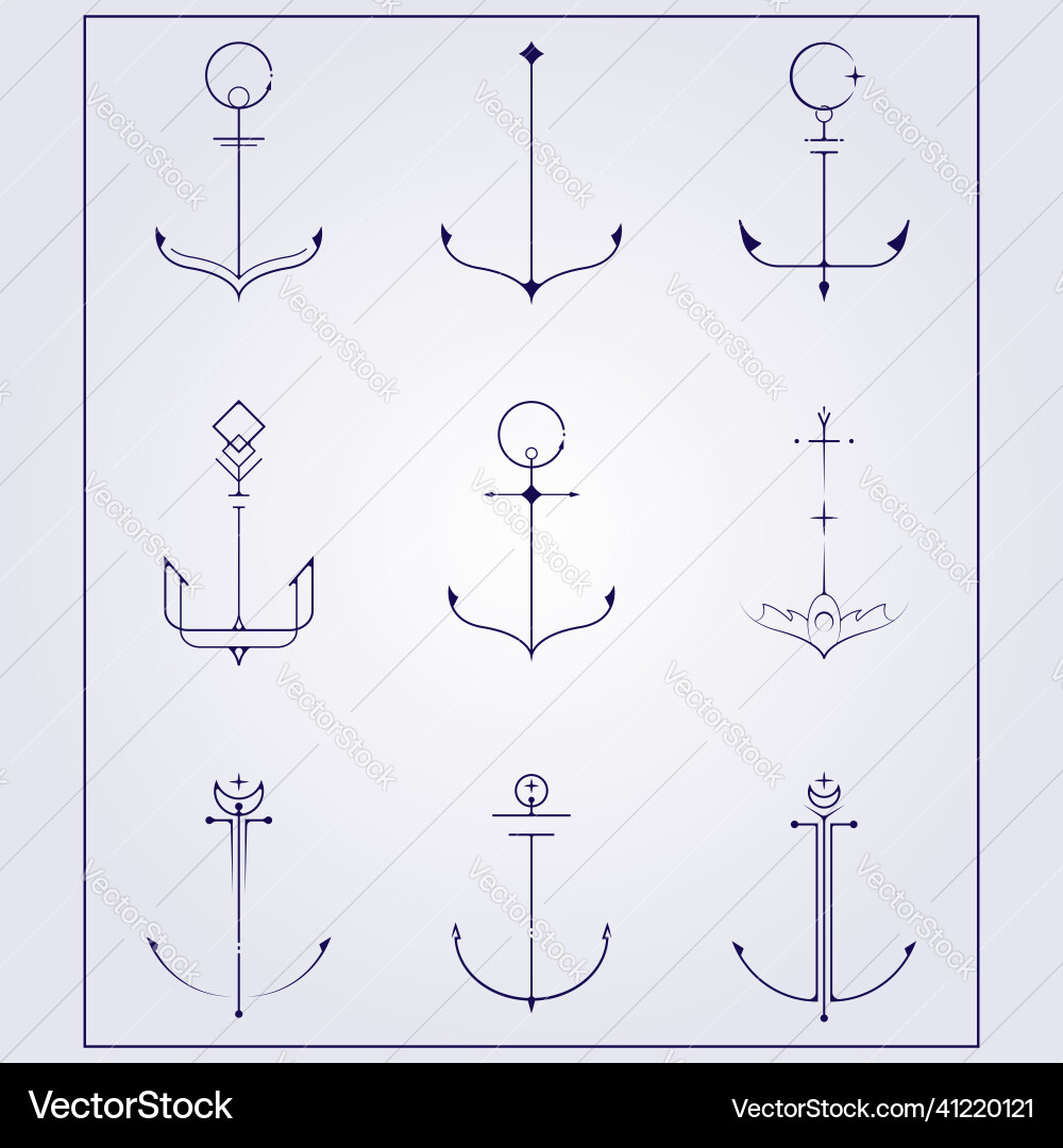 Bundle and set of nautical anchor icon symbol Vector Image