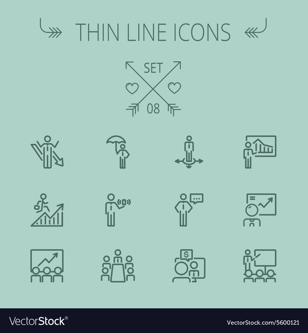 Business thin line icon set Royalty Free Vector Image