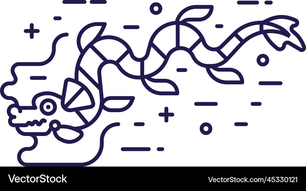 Chinese flying dragon icon in line art Royalty Free Vector