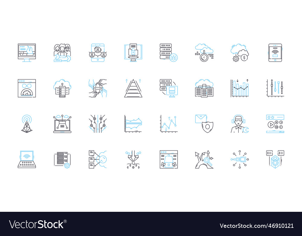 Cloud Storage Linear Icons Set Backup Royalty Free Vector