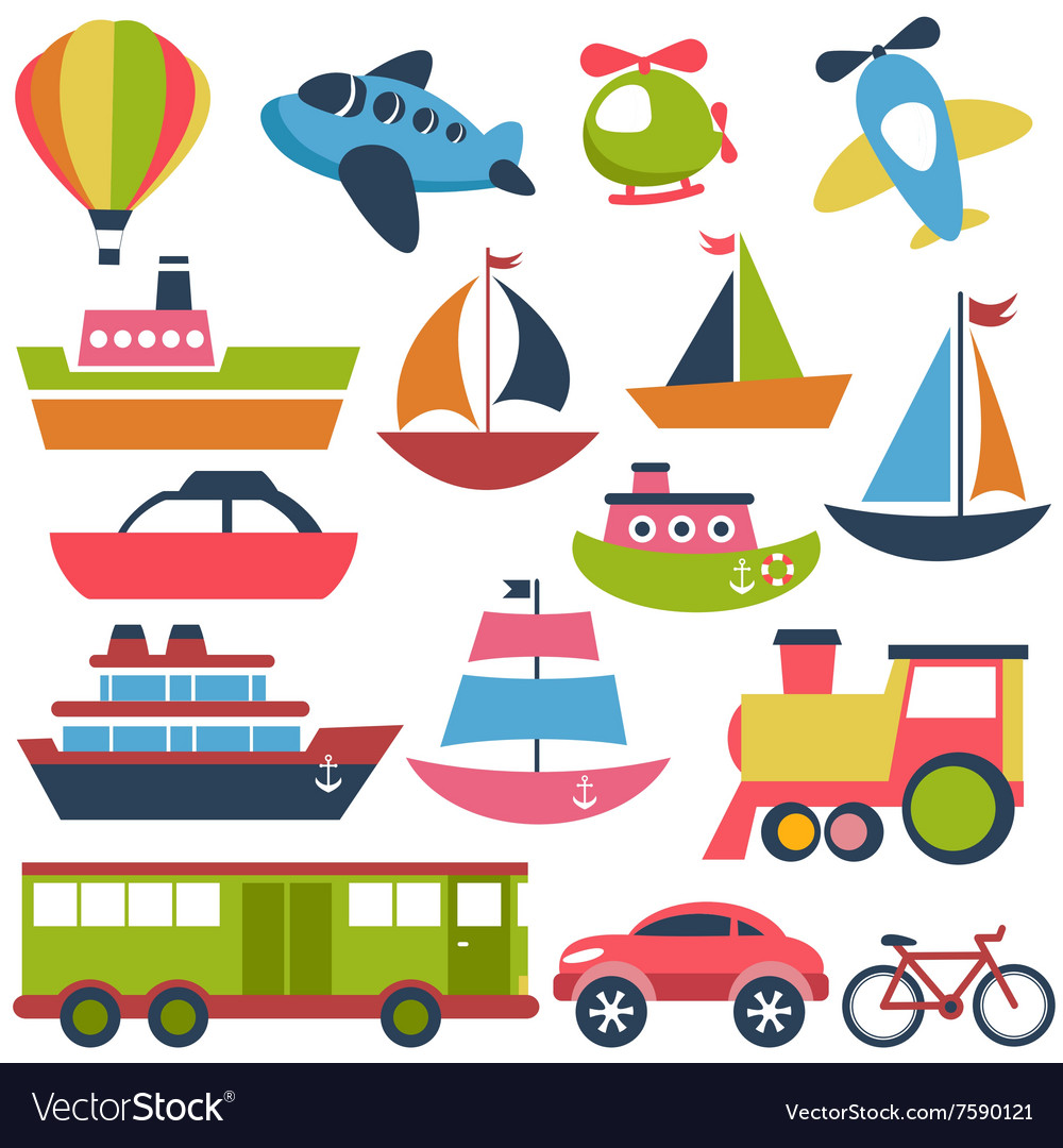 Colorful transport icons collection Royalty Free Vector Colorful transport icons collection Royalty Free Vector