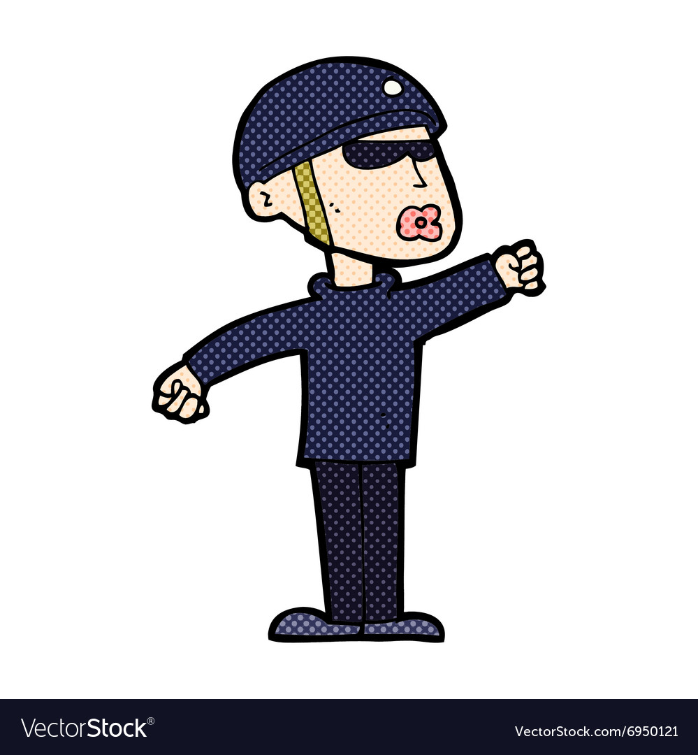 Comic cartoon security guy Royalty Free Vector Image