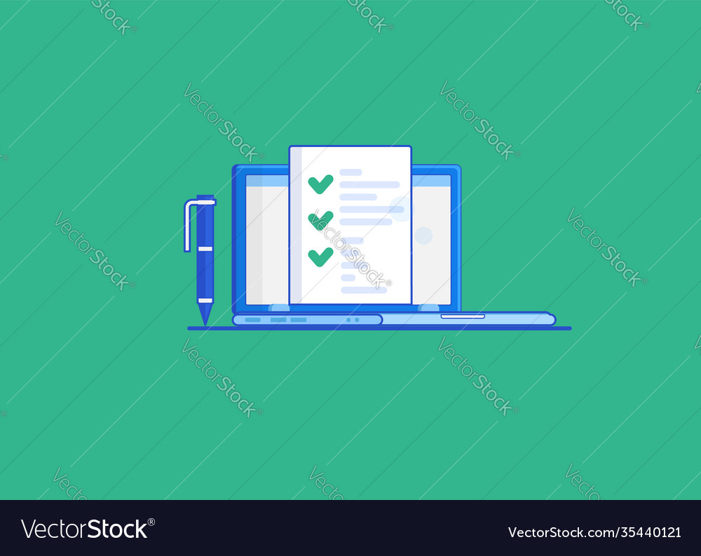 Display monitor with list and checkbox marks Vector Image