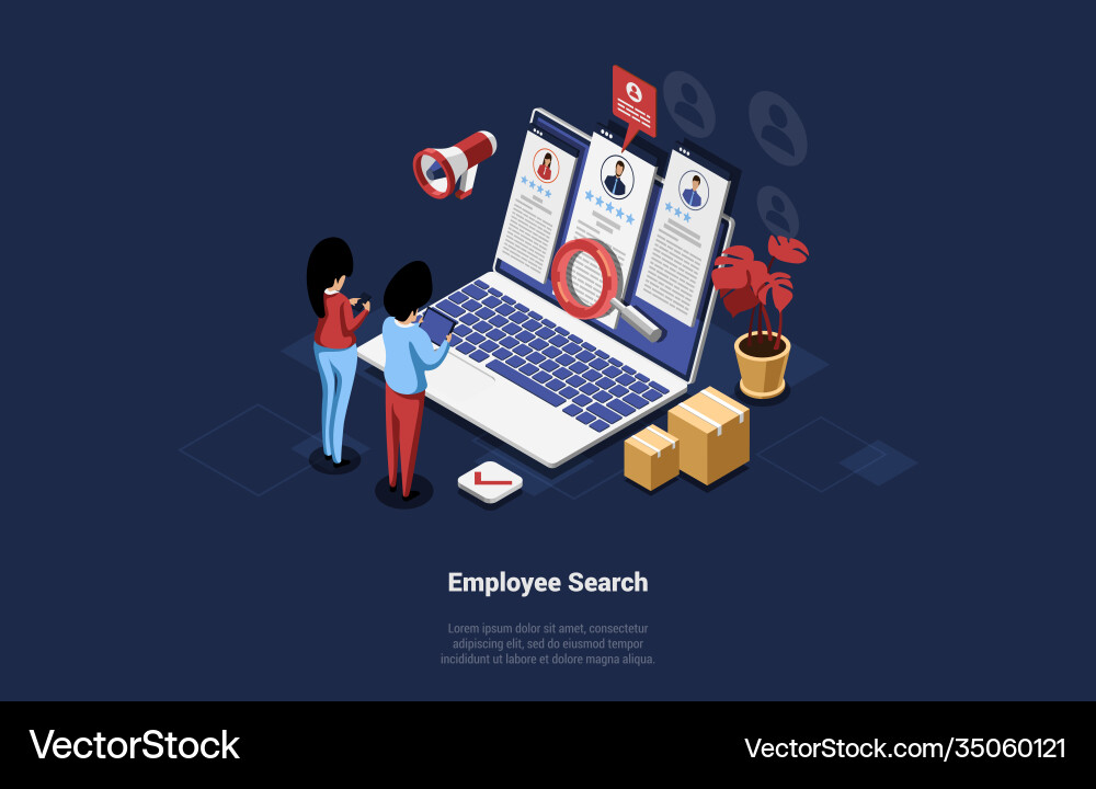 Employee search conceptual in cartoon Royalty Free Vector