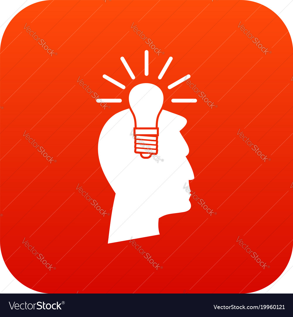 Light bulb idea icon digital red Royalty Free Vector Image