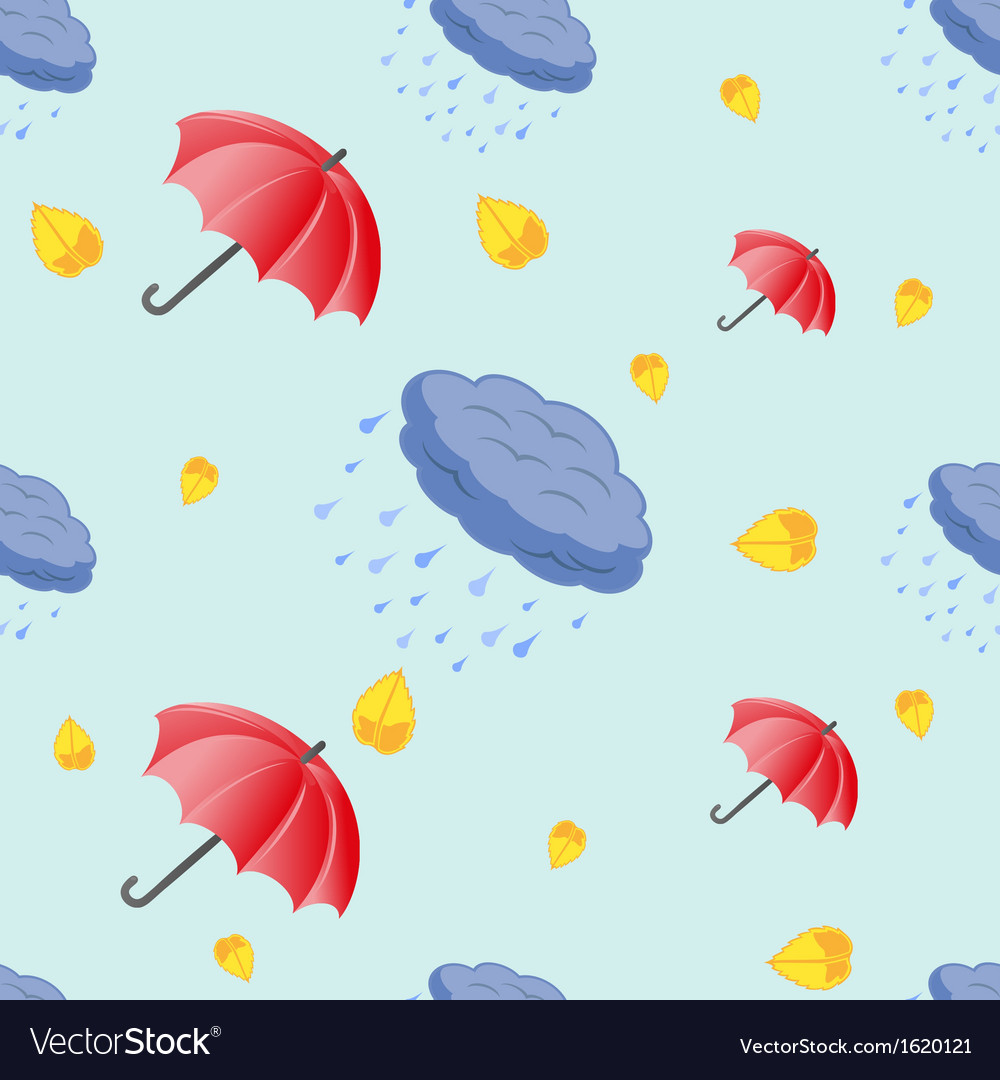Seamless pattern of umbrellas and clouds Vector Image
