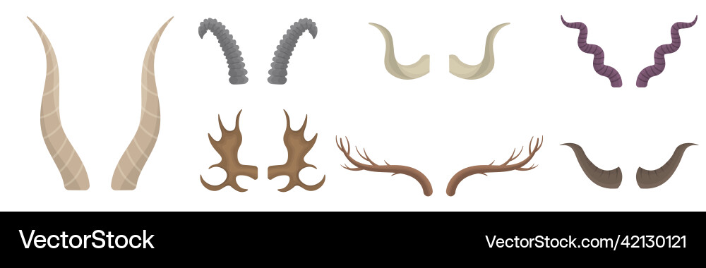 Set of horn animals or devil demon satan Vector Image