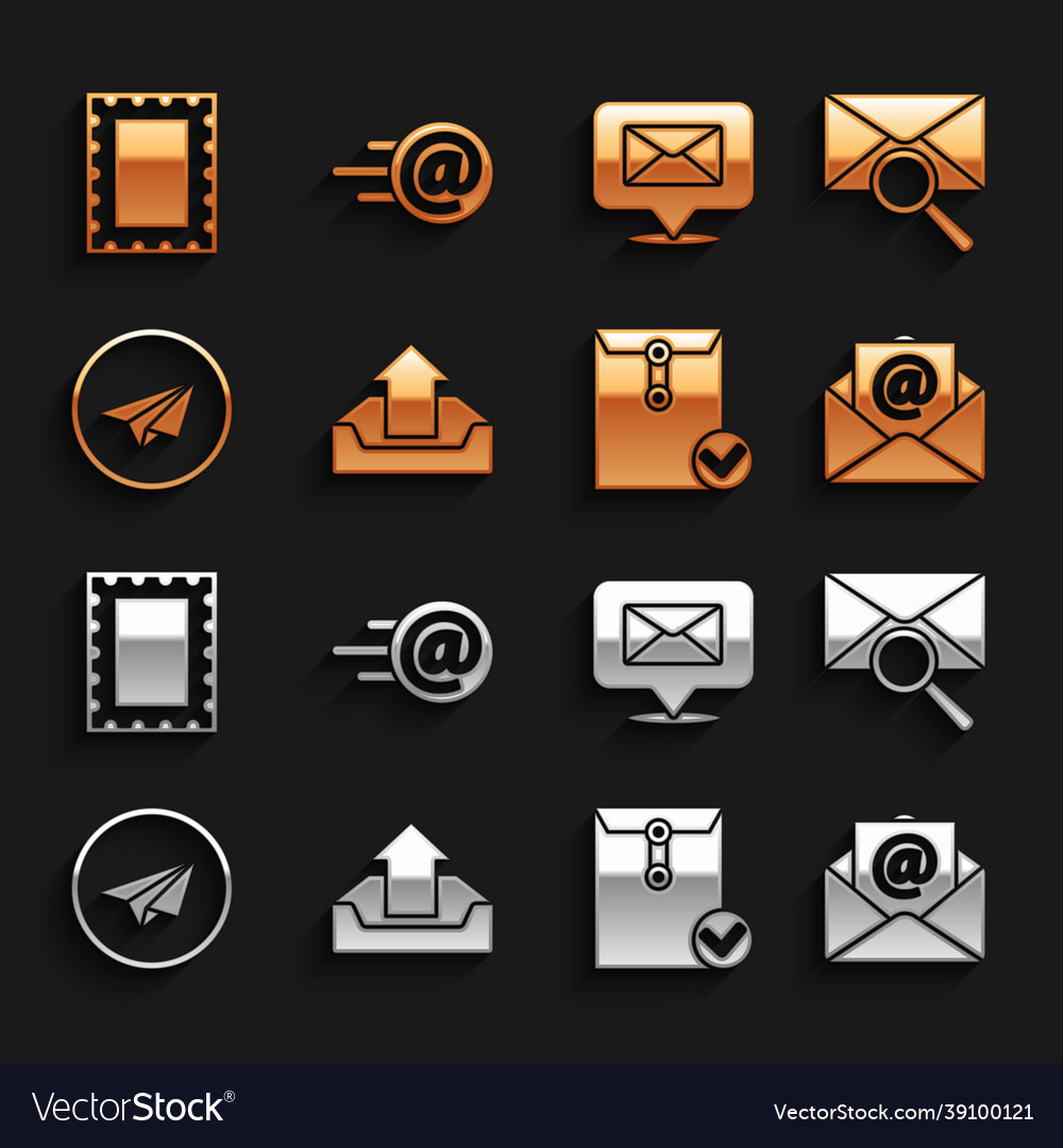 Set upload inbox envelope with magnifying glass Vector Image Set upload inbox envelope with magnifying glass Vector Image