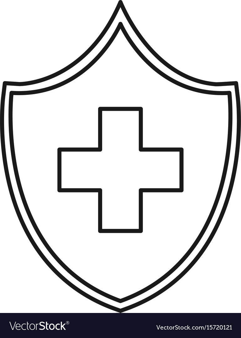 Shield with cross icon Royalty Free Vector Image