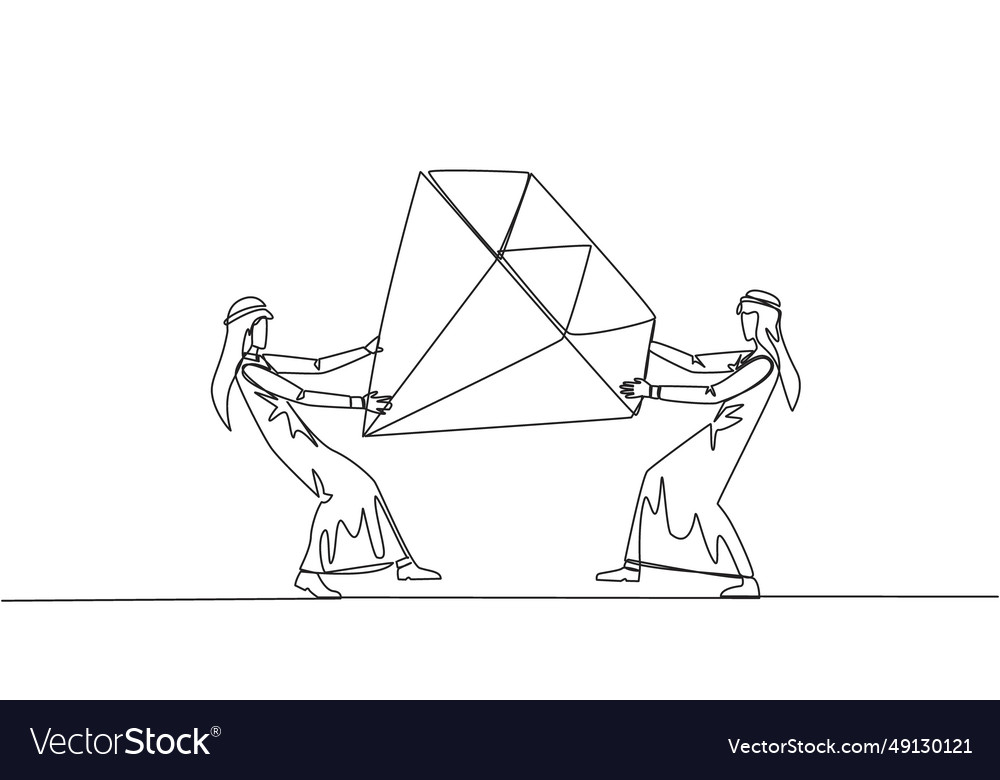 Single continuous line drawing two selfish Vector Image