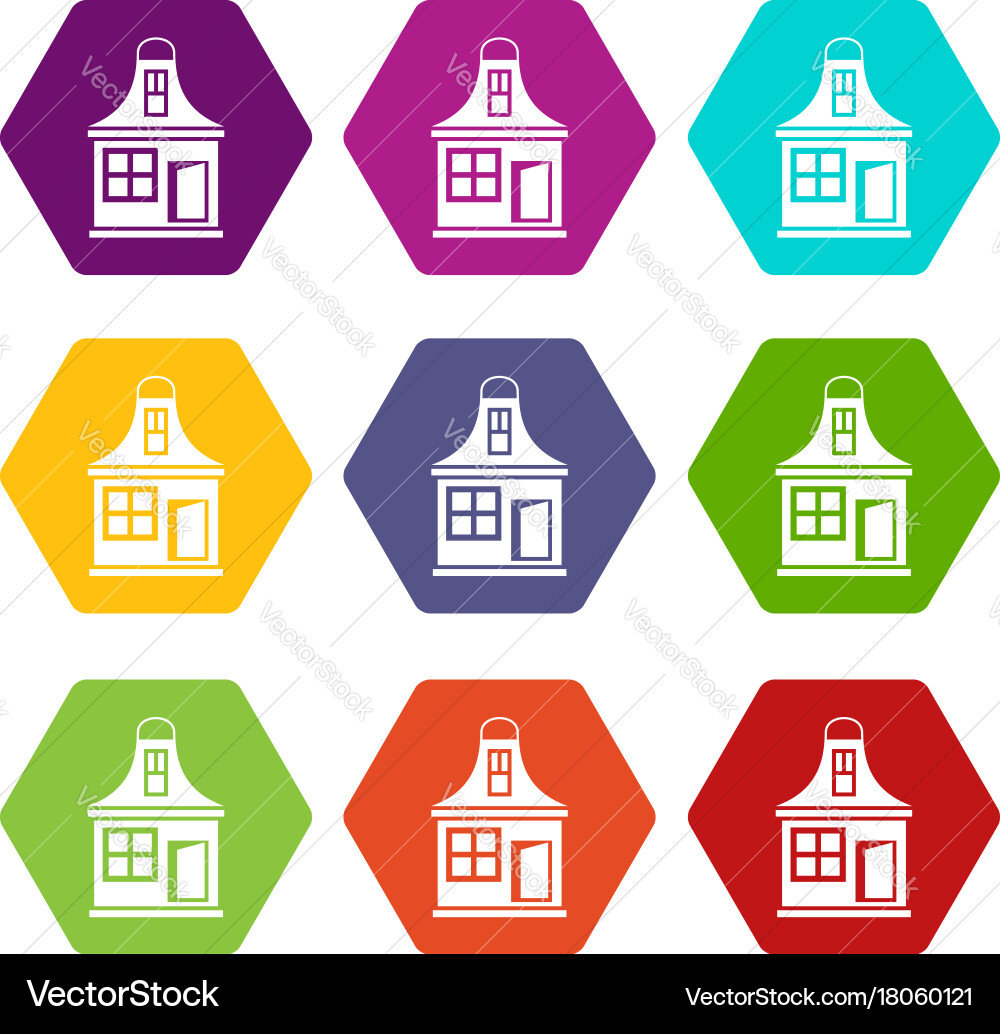 Small house icon set color hexahedron Royalty Free Vector