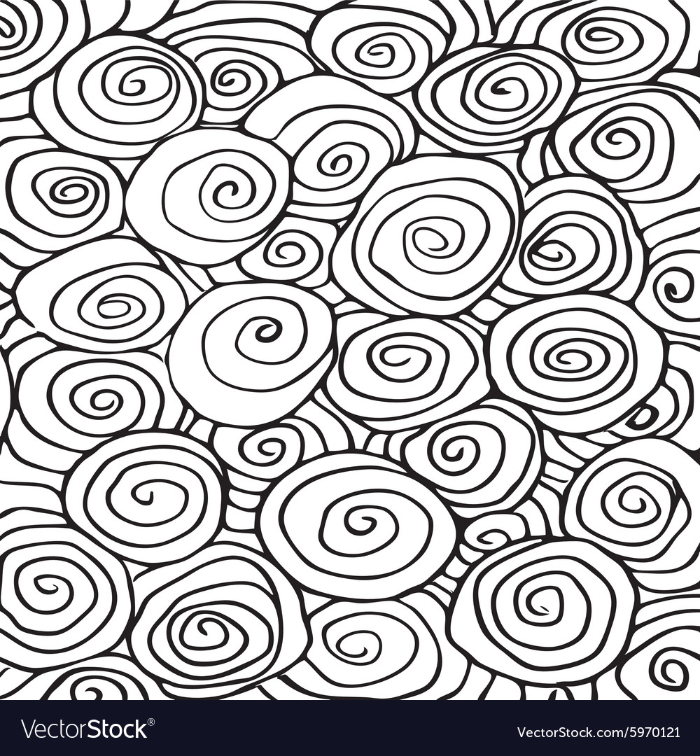 Waves curl hand-drawn pattern abstract background Vector Image