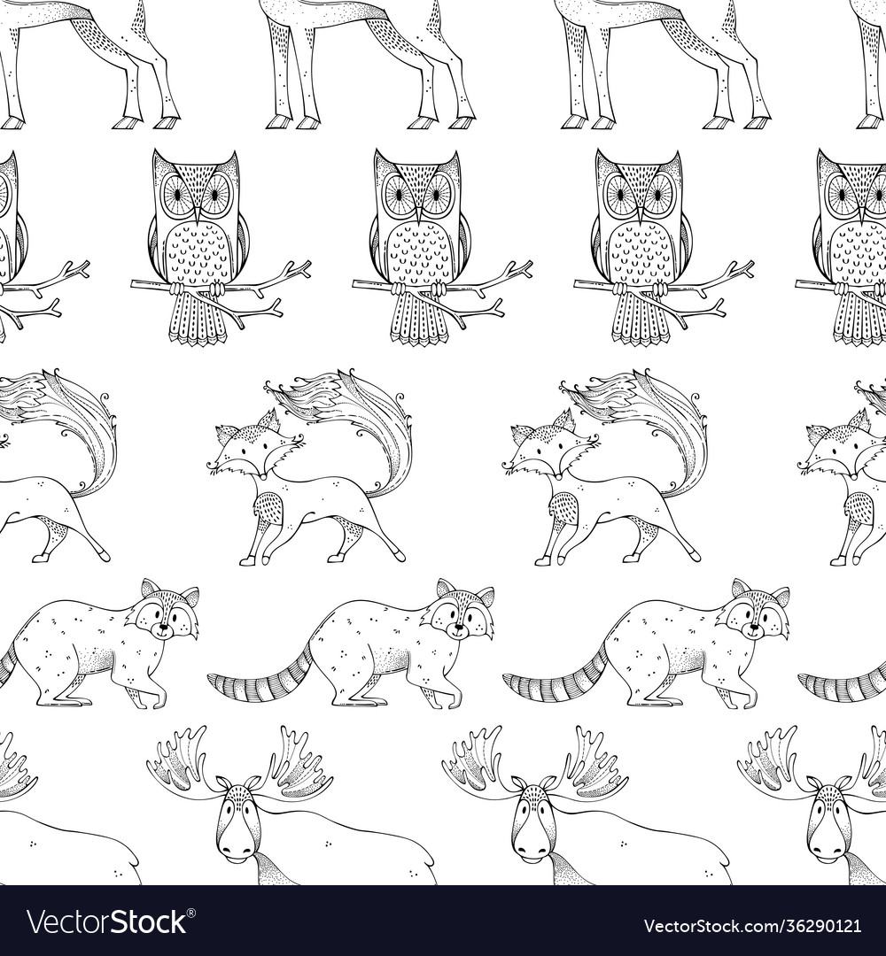 Wild animals seamless pattern Royalty Free Vector Image