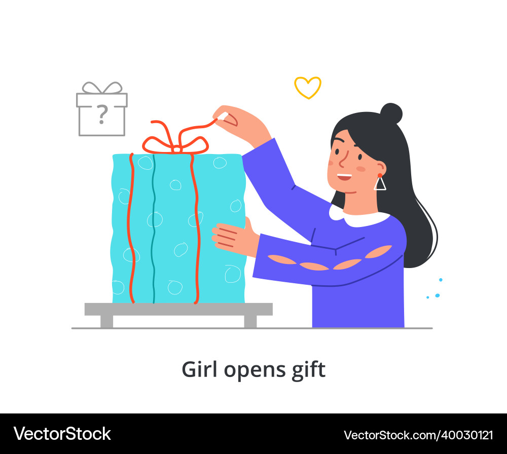 Woman unpacking gift Royalty Free Vector Image