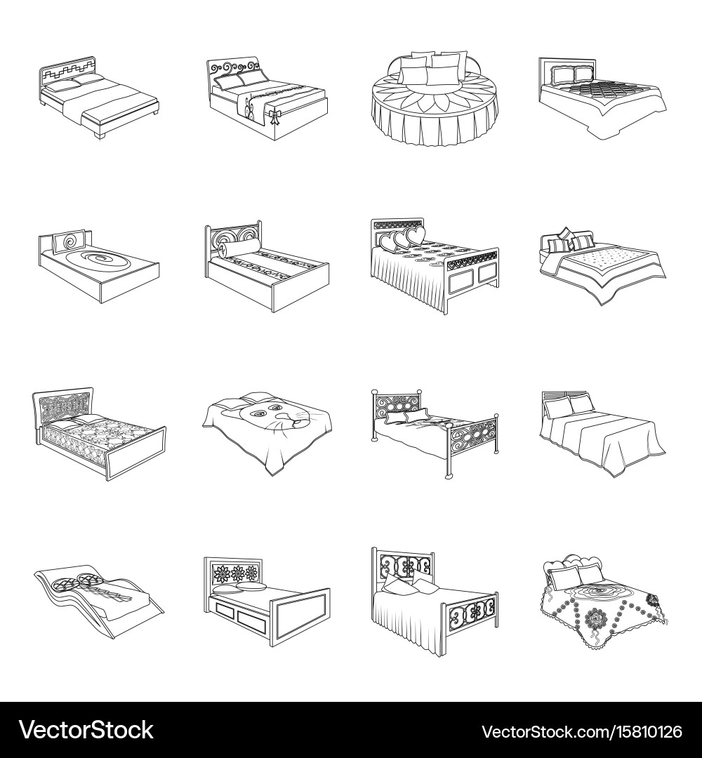 A bed with back round curved and other kinds Vector Image