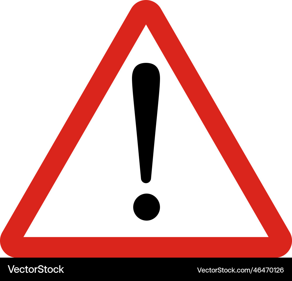 Exclamation danger sign in red and black hazard Vector Image