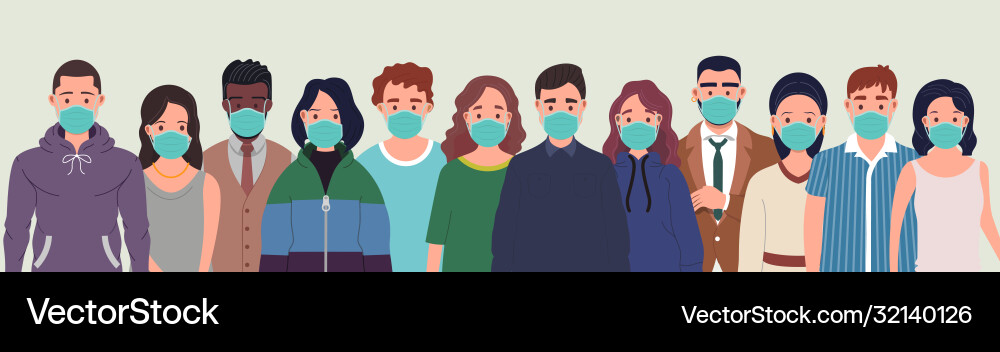 Group people wearing protective medical masks Vector Image