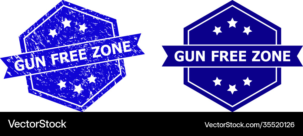 Hexagonal gun free zone seal with grunge style Vector Image