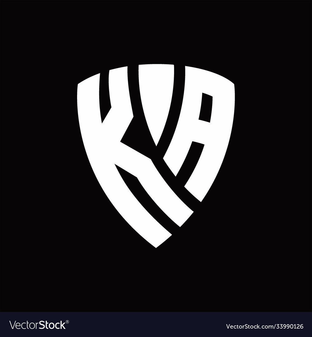 Ka logo monogram with shield elements shape Vector Image