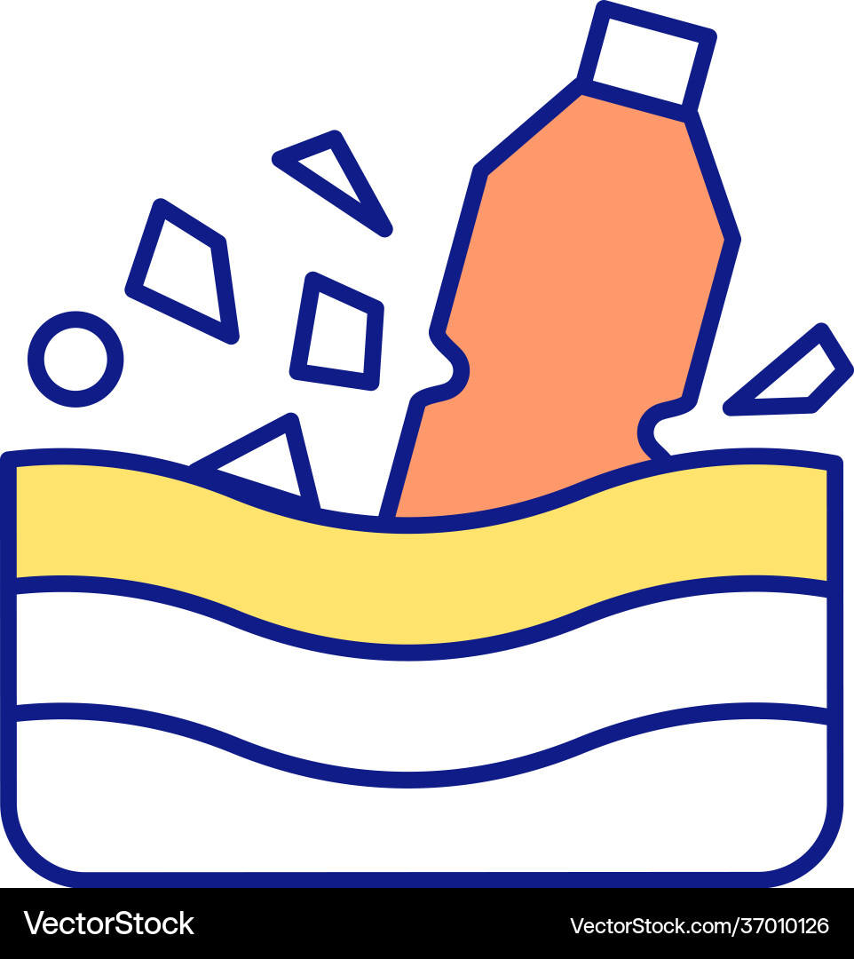Microplastic formation in water rgb color icon Vector Image