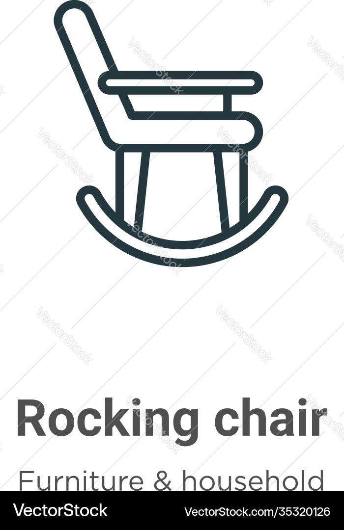 Rocking chair outline icon thin line black Vector Image