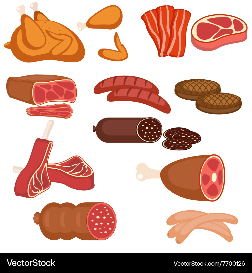 Set of meat products Royalty Free Vector Image