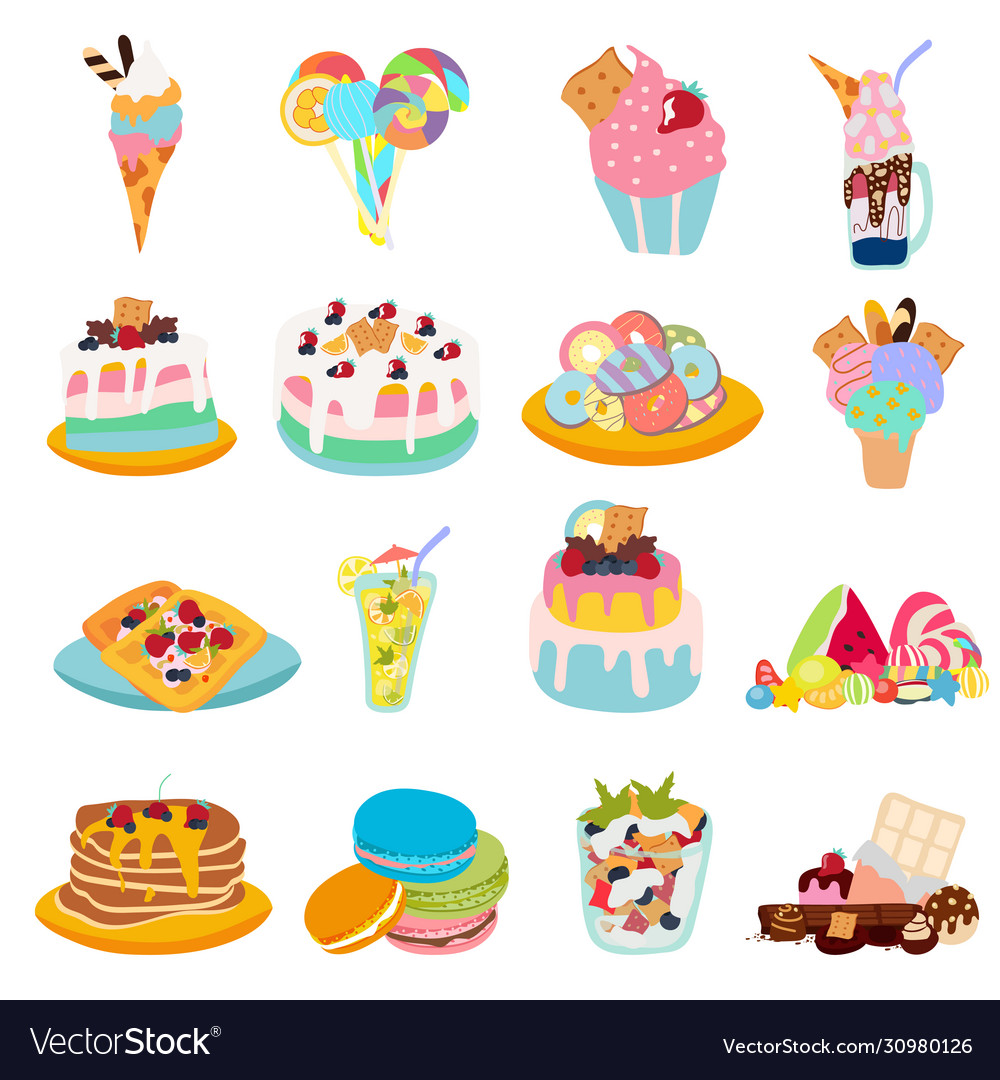 Set sweets Royalty Free Vector Image - VectorStock