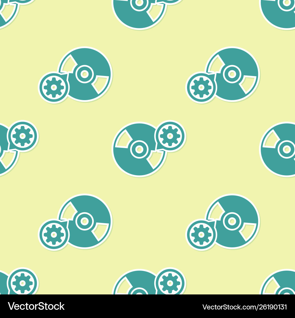 Green cd or dvd disk and gear icon isolated Vector Image