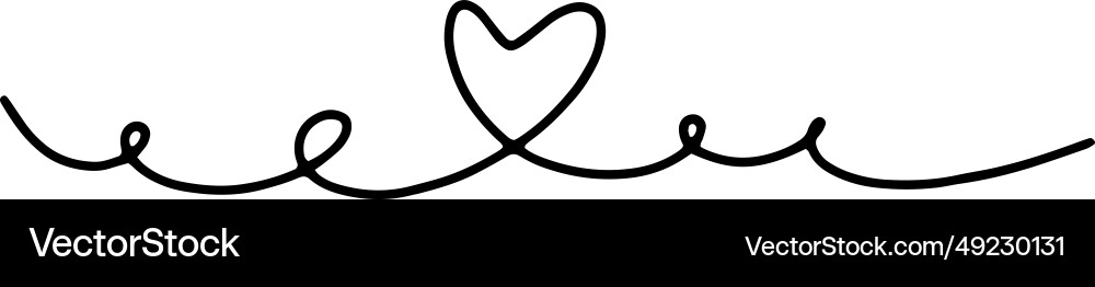 Hand drawn heart symbol divider border frame icon Vector Image