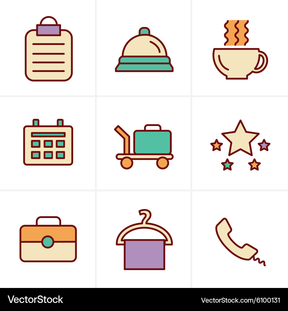 Icons style hotel and services with wh Royalty Free Vector