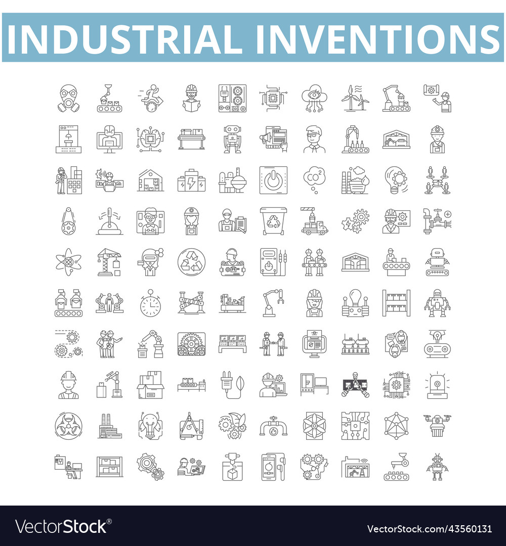Industrial inventions icons line symbols web Vector Image