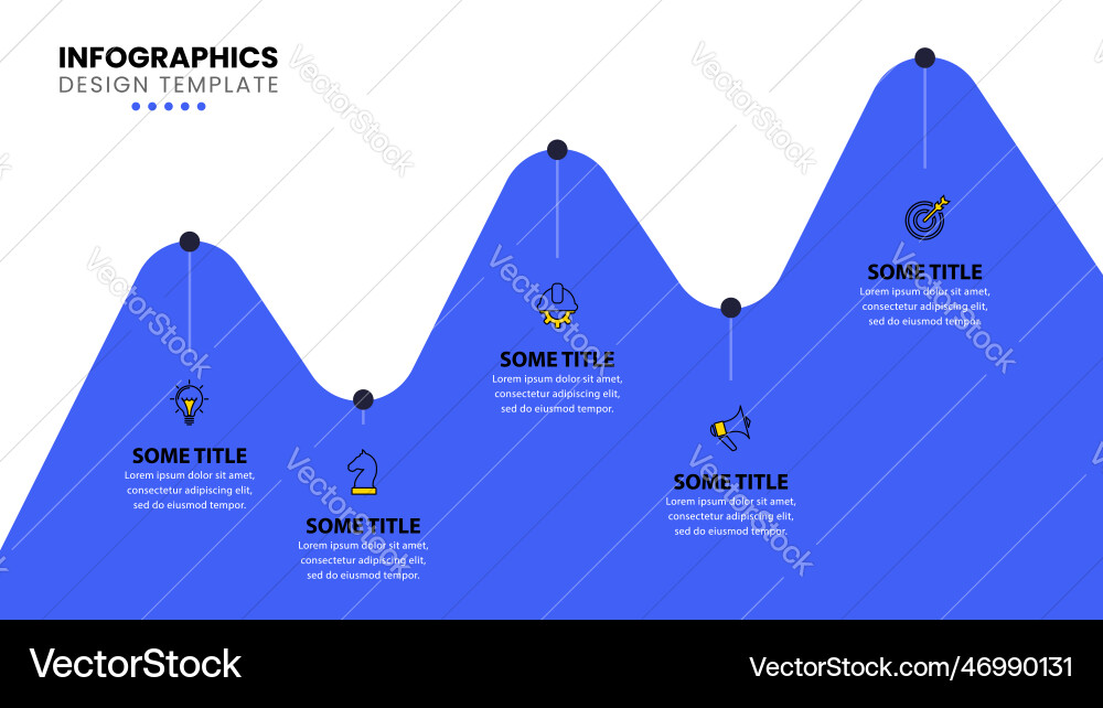 Infographic template blue growing diagram with 5 Vector Image