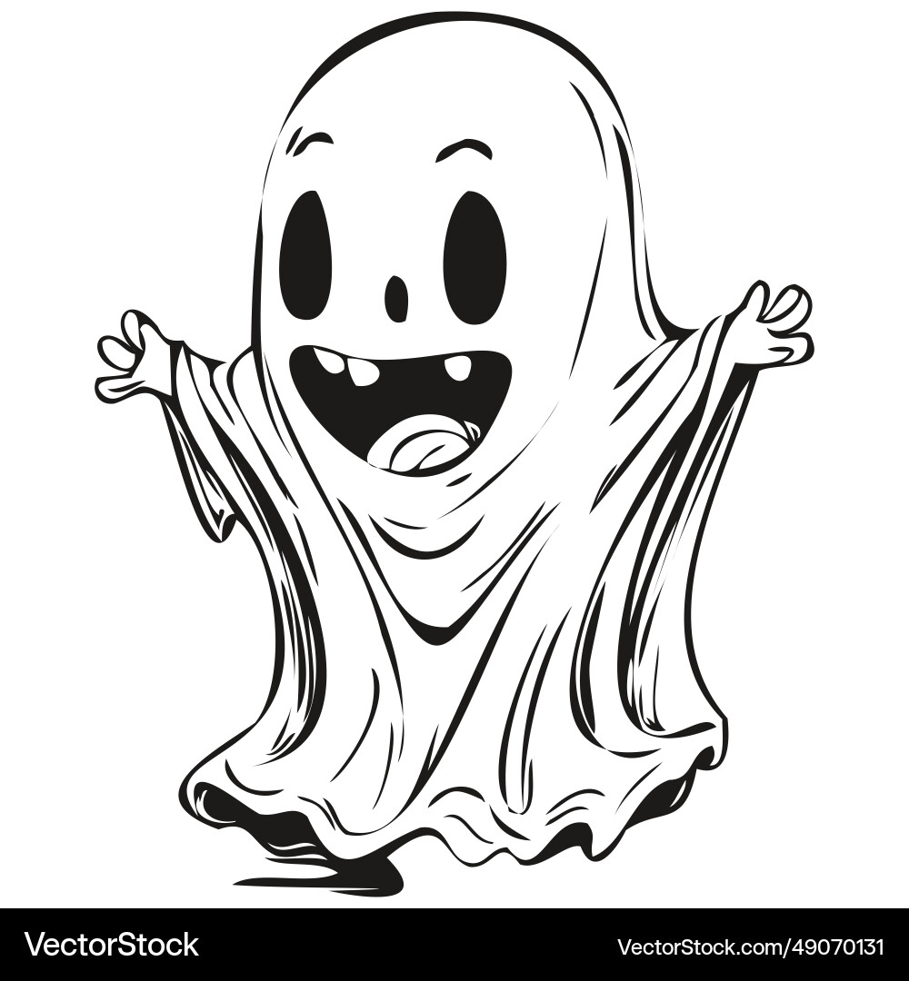 Malevolent hand-drawn reflection of a ghost Vector Image