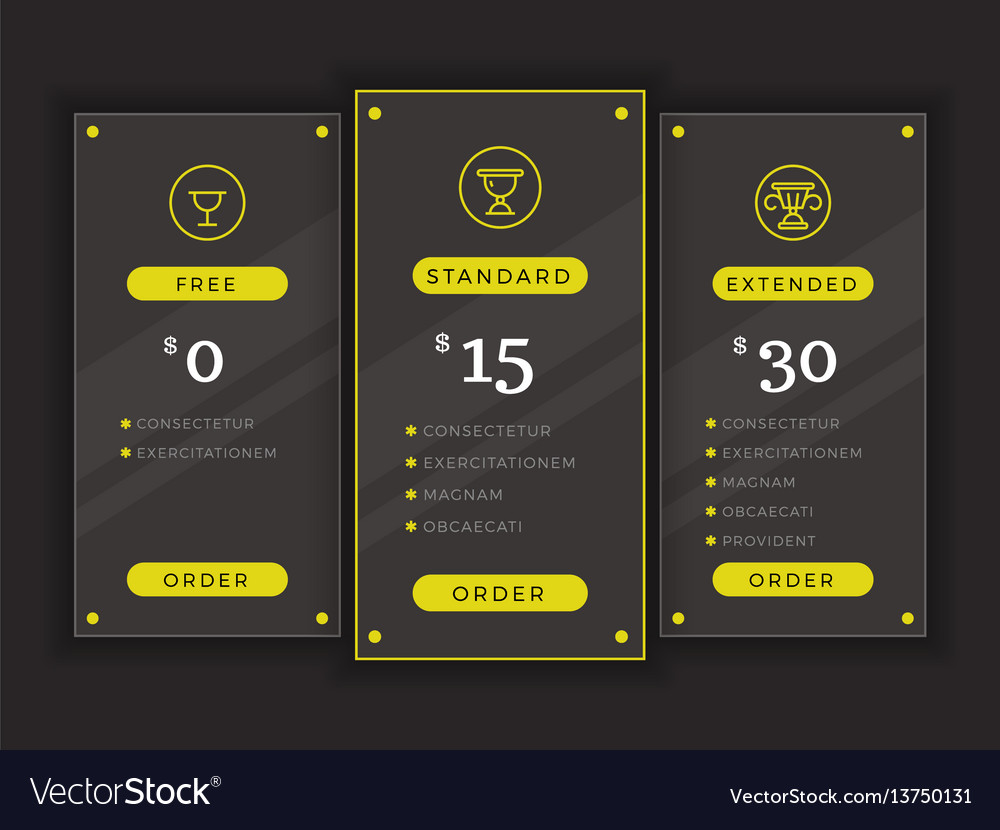 Pricing Table Comparison Chart Template Royalty Free Vector Riset