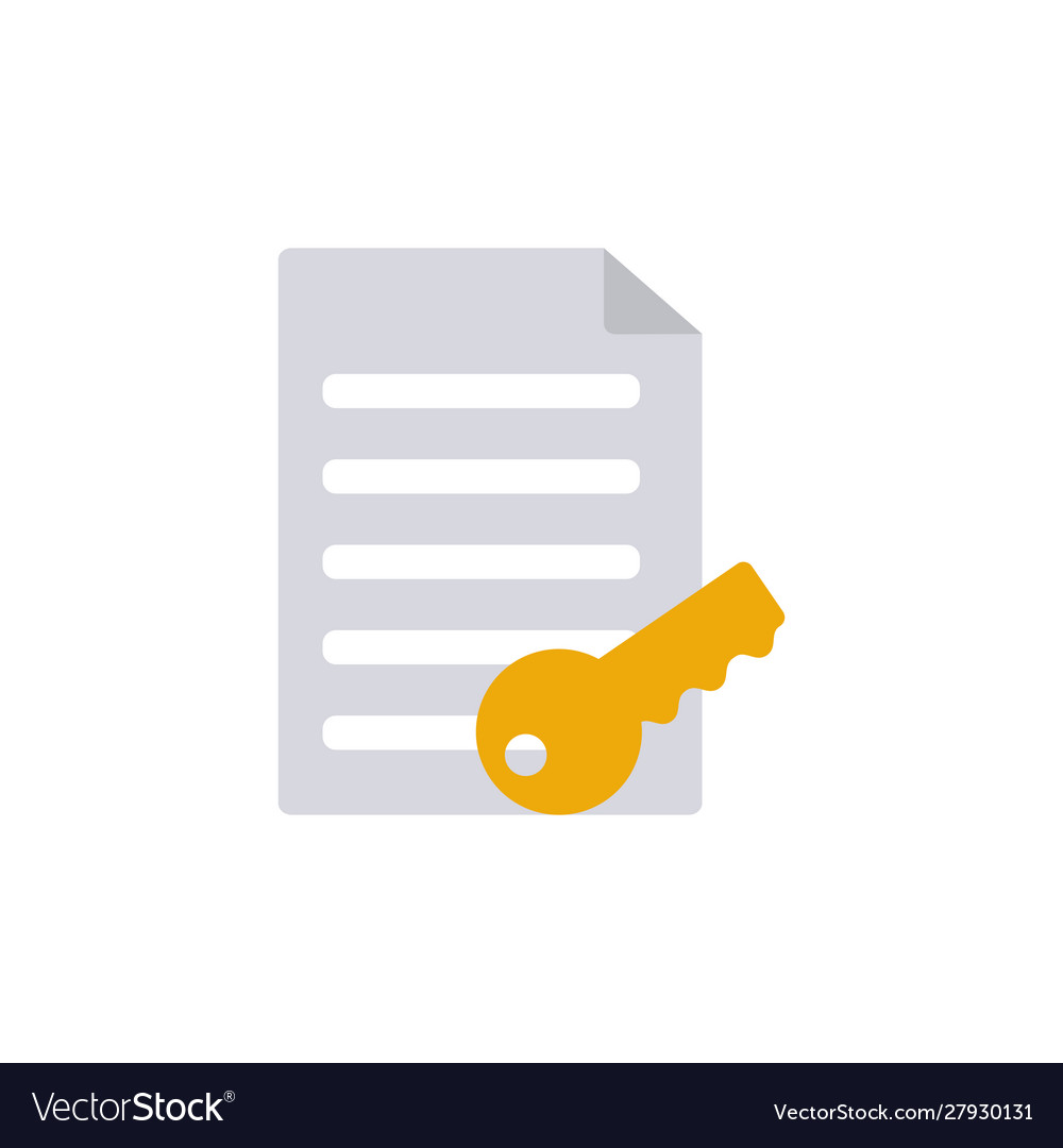 Security document with key flat style Royalty Free Vector