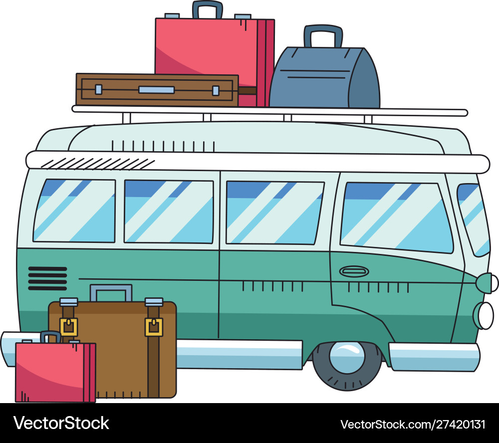 Travel van with luggage icon Royalty Free Vector Image