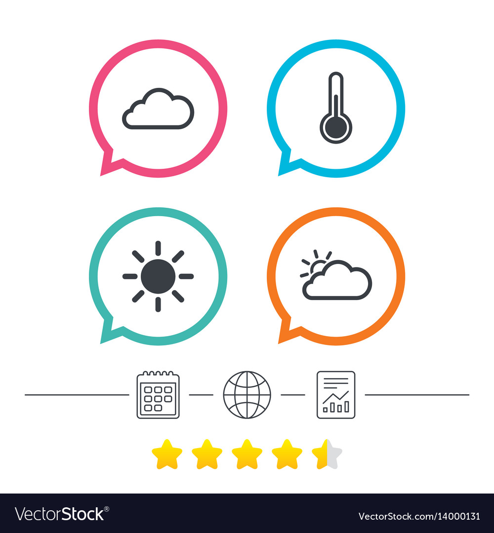 Weather icons cloud and sun temperature symbol Vector Image