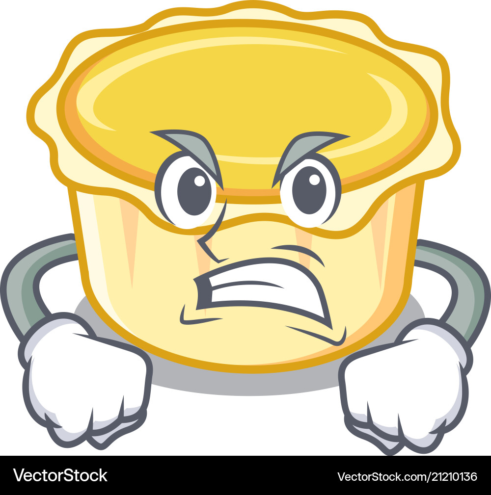Angry egg tart mascot cartoon Royalty Free Vector Image