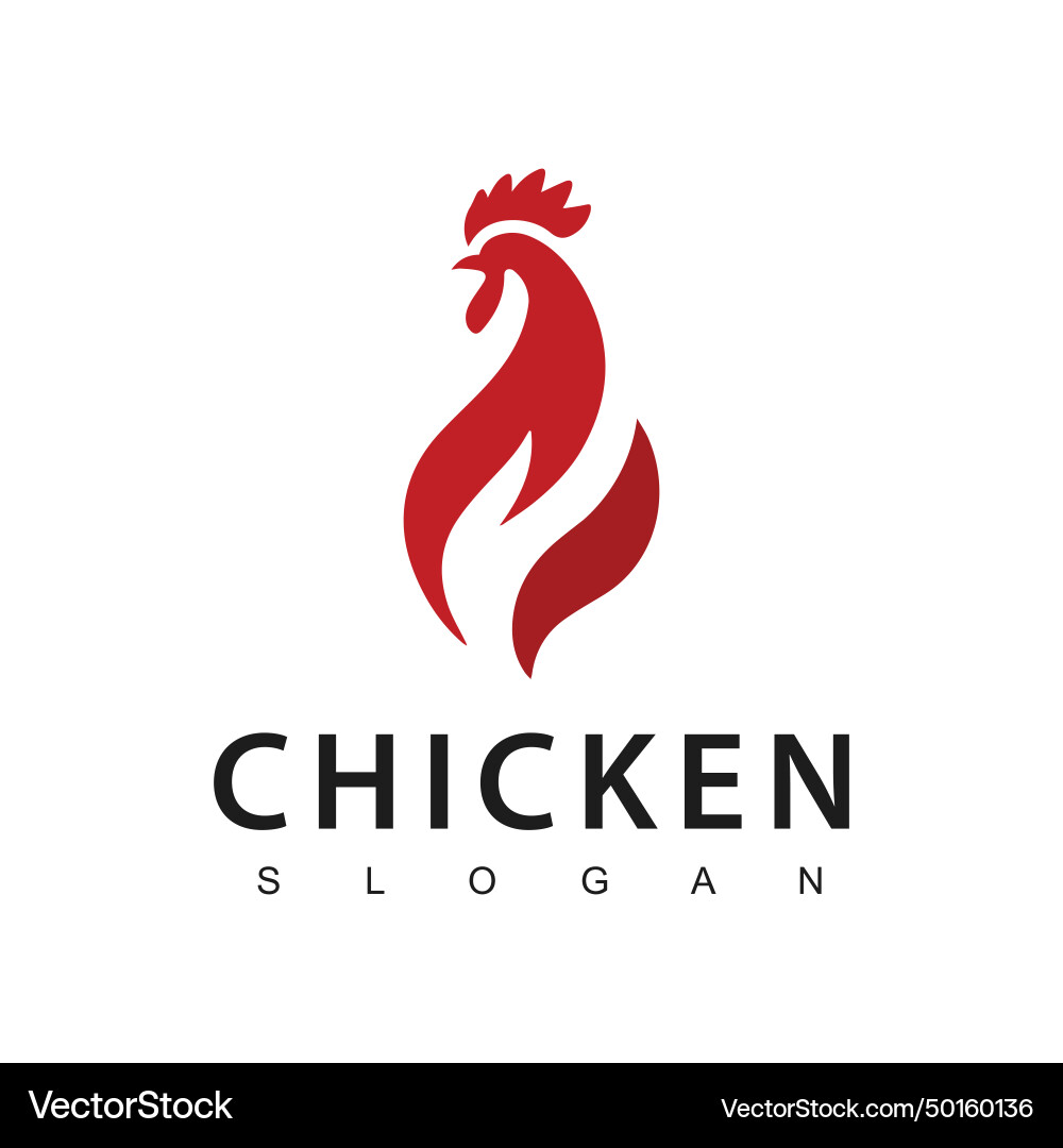 Fire chicken logo hen flame hot symbol icon fast Vector Image