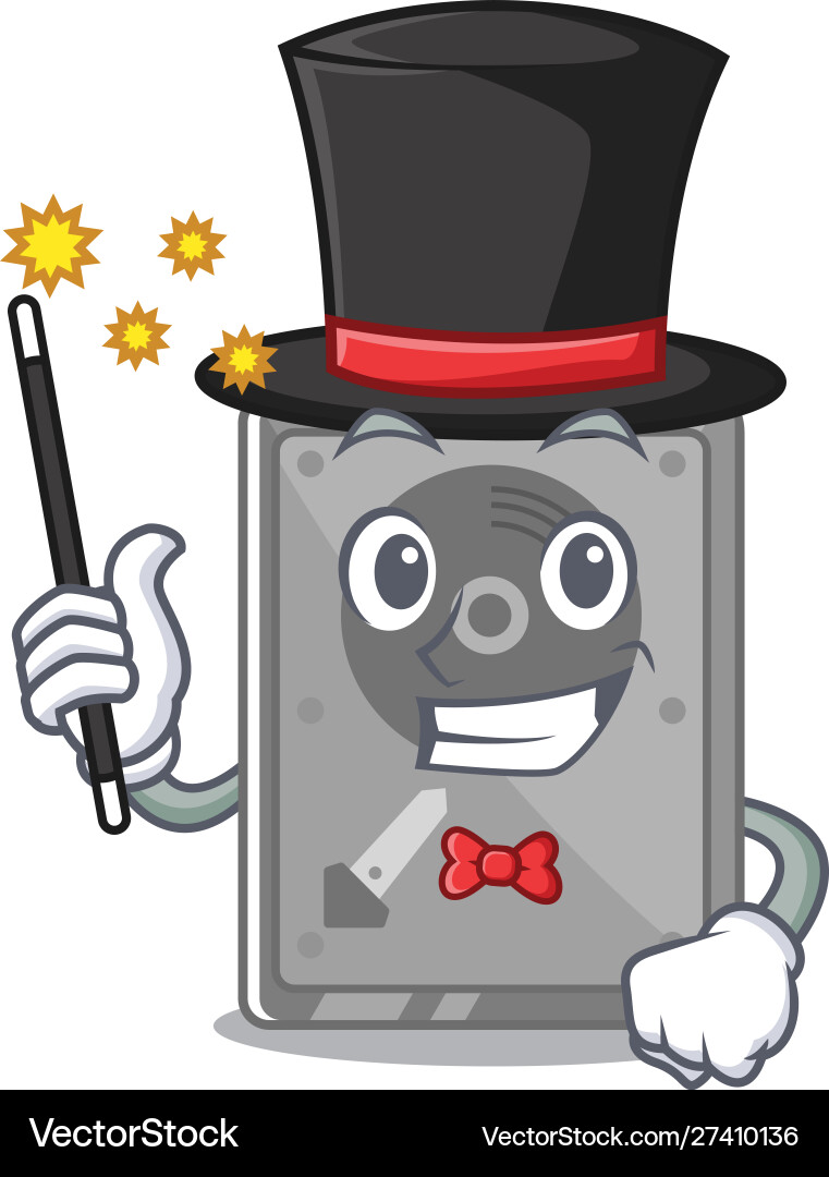 Magician internal hard drive with cartoon shape Vector Image